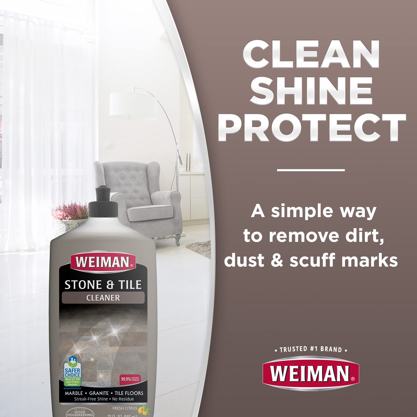 Weiman Stone Tile and Laminate Cleaner - 32 Ounce - Professional Tile Marble Granite Limestone Slate Terra Cotta Terrazzo and More Stone Floor Surface Cleaner