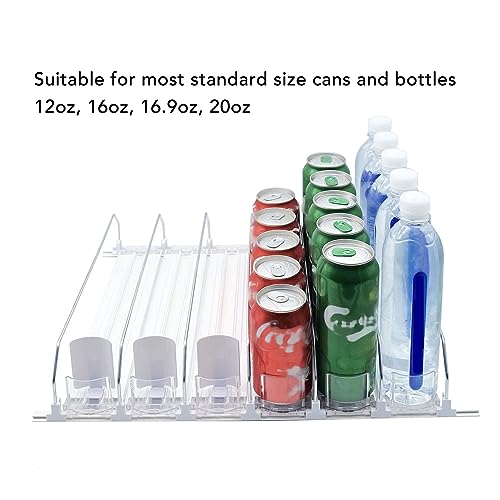 Refrigerator Soda Can Organizer, Width Strong Bearing Capacity White Drink Automatic Pusher Glide ABS for Home (38cm)