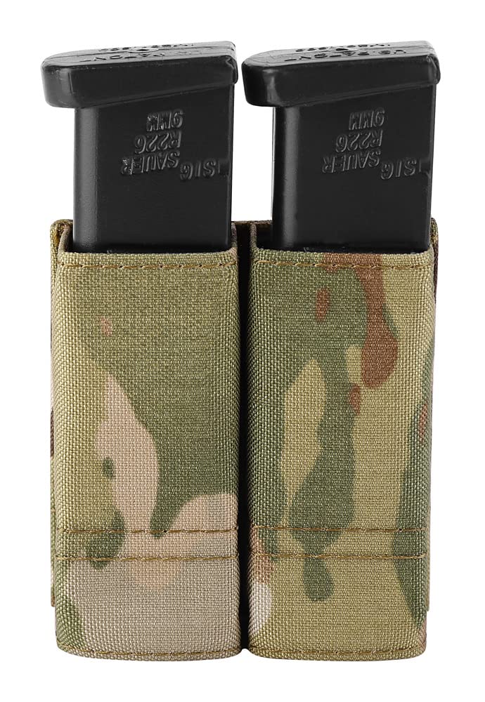KRYDEX Double Pistol Mag Pouch, Nylon Magazine Pouch 9mm with Quick Release Kydex Magazine Pouch Insert (MC)
