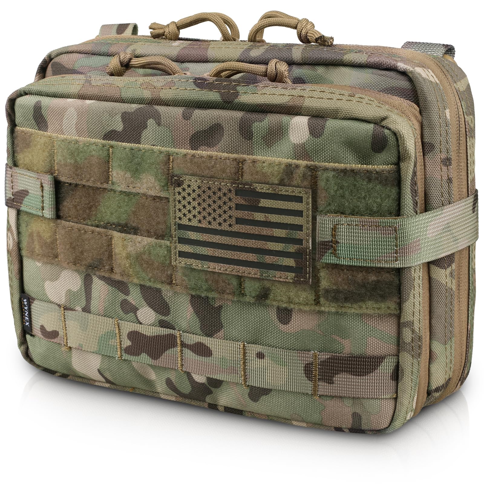 WYNEX Tactical Large Admin Pouch of Double Layer Design, Molle EDC EMT Utility Pouch with Map Sleeve Modular Tool Pouch Large Capacity Flag Patch Included