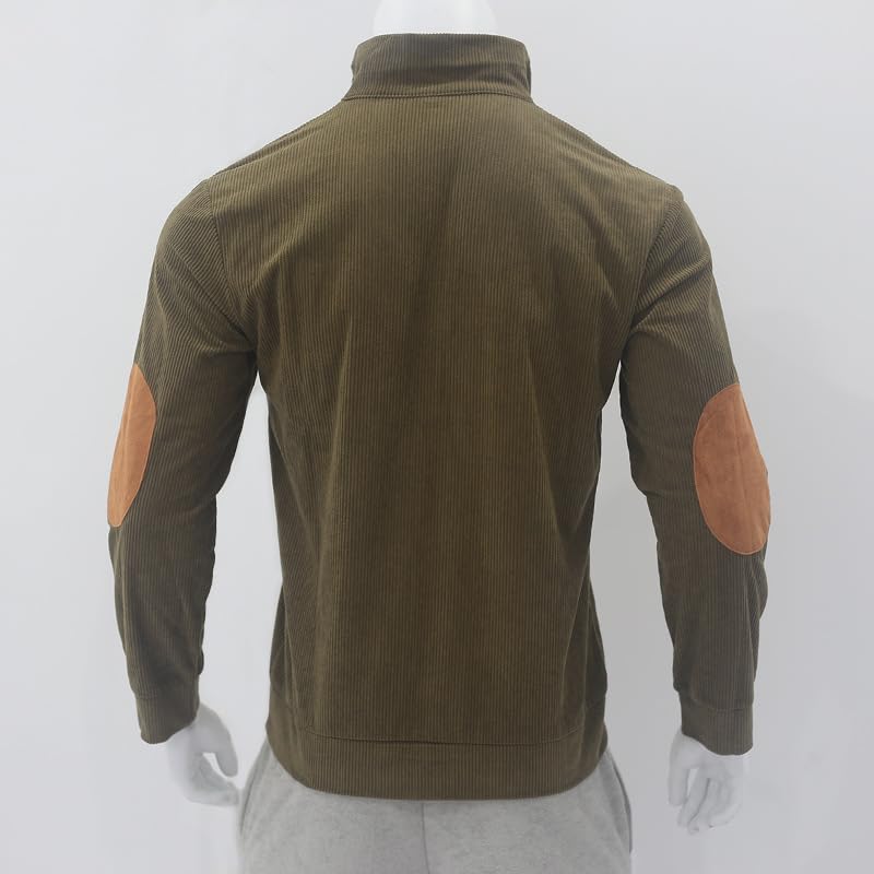 Men's Outdoor Casual Stand Collar Long Sleeve Sweatshirt Vintage Single Breasted Stand Collar Jacket Sweaters (Khaki,3X-Large)