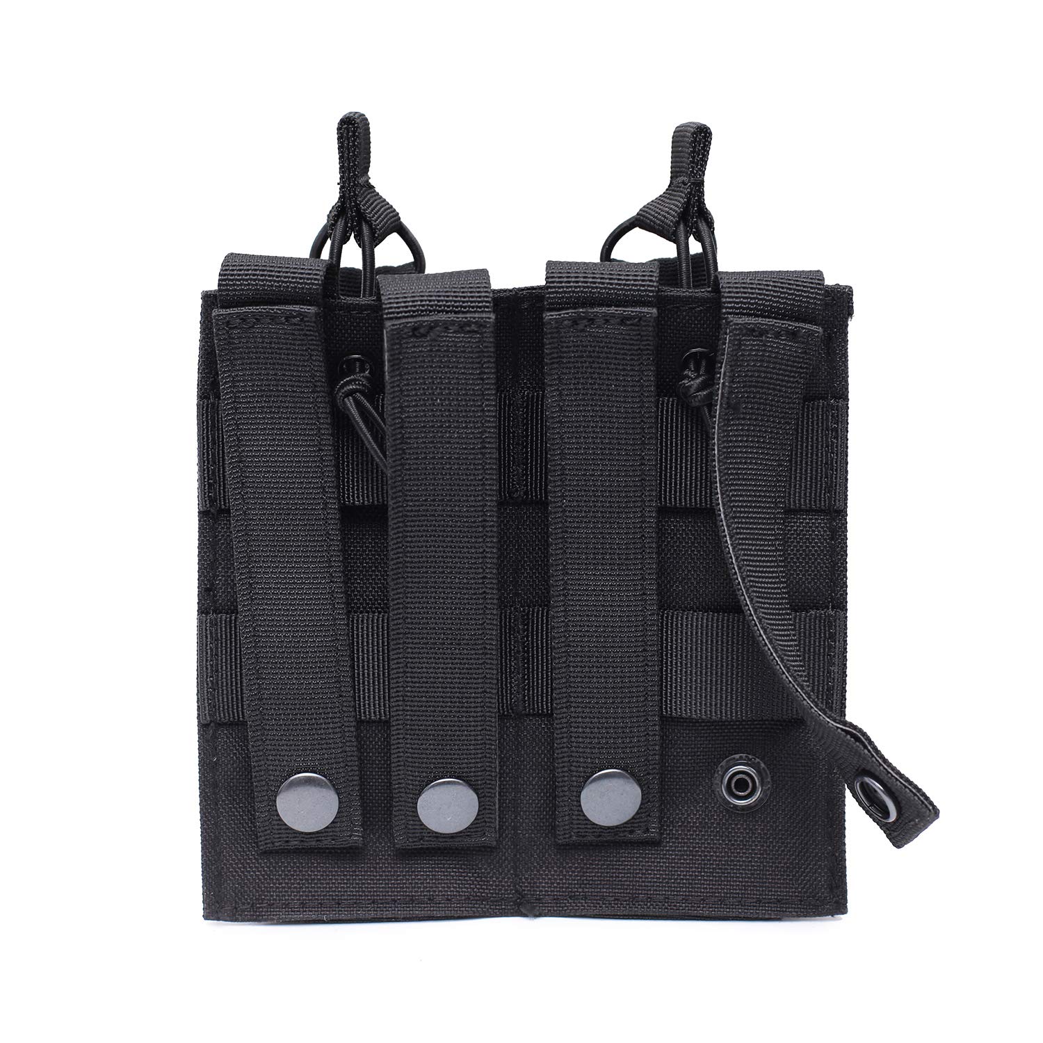 Double Mag Pouch Molle Open-Top Double Magazine Pouch for M4/M16/AR/AK Rifle Magazines (Black)