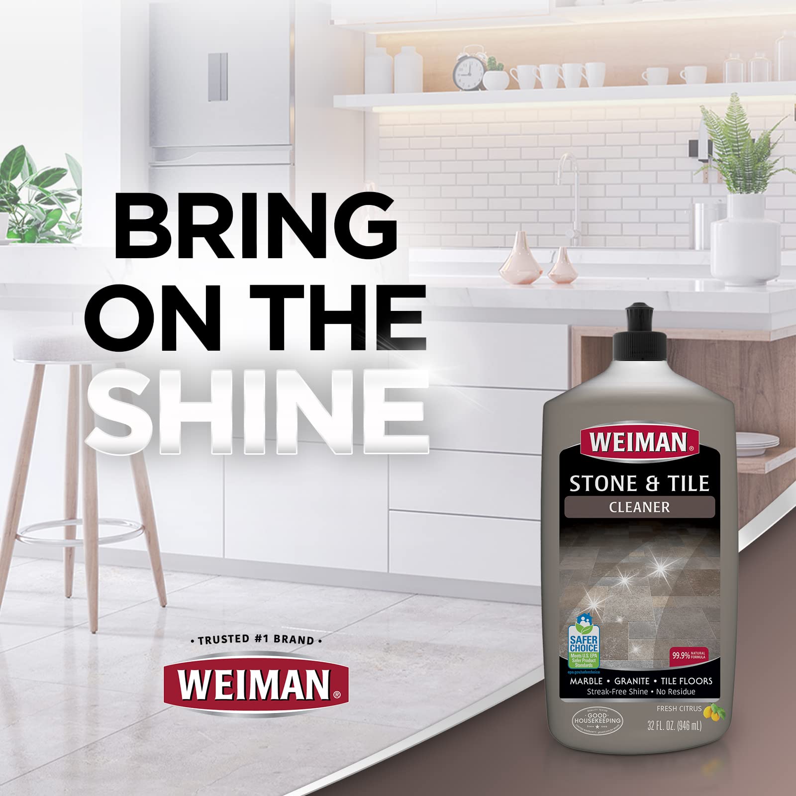 Weiman Stone Tile and Laminate Cleaner - 32 Ounce - Professional Tile Marble Granite Limestone Slate Terra Cotta Terrazzo and More Stone Floor Surface Cleaner