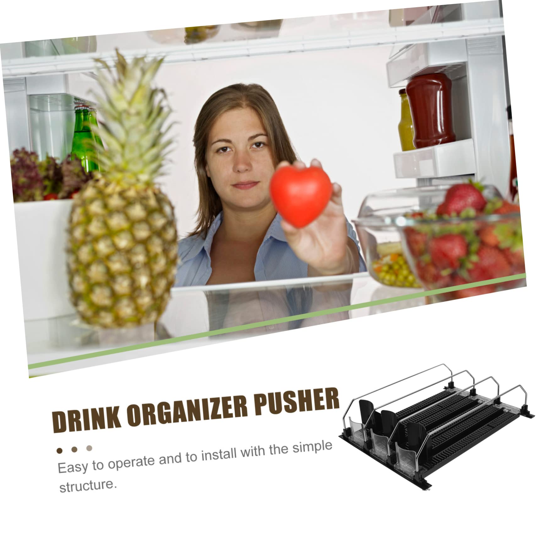 UPKOCH Automatic Drink Dispenser for Fridge Mini Fridge Organizer Water Bottle Organizer for Cabinet Drink Pusher 3 Pack