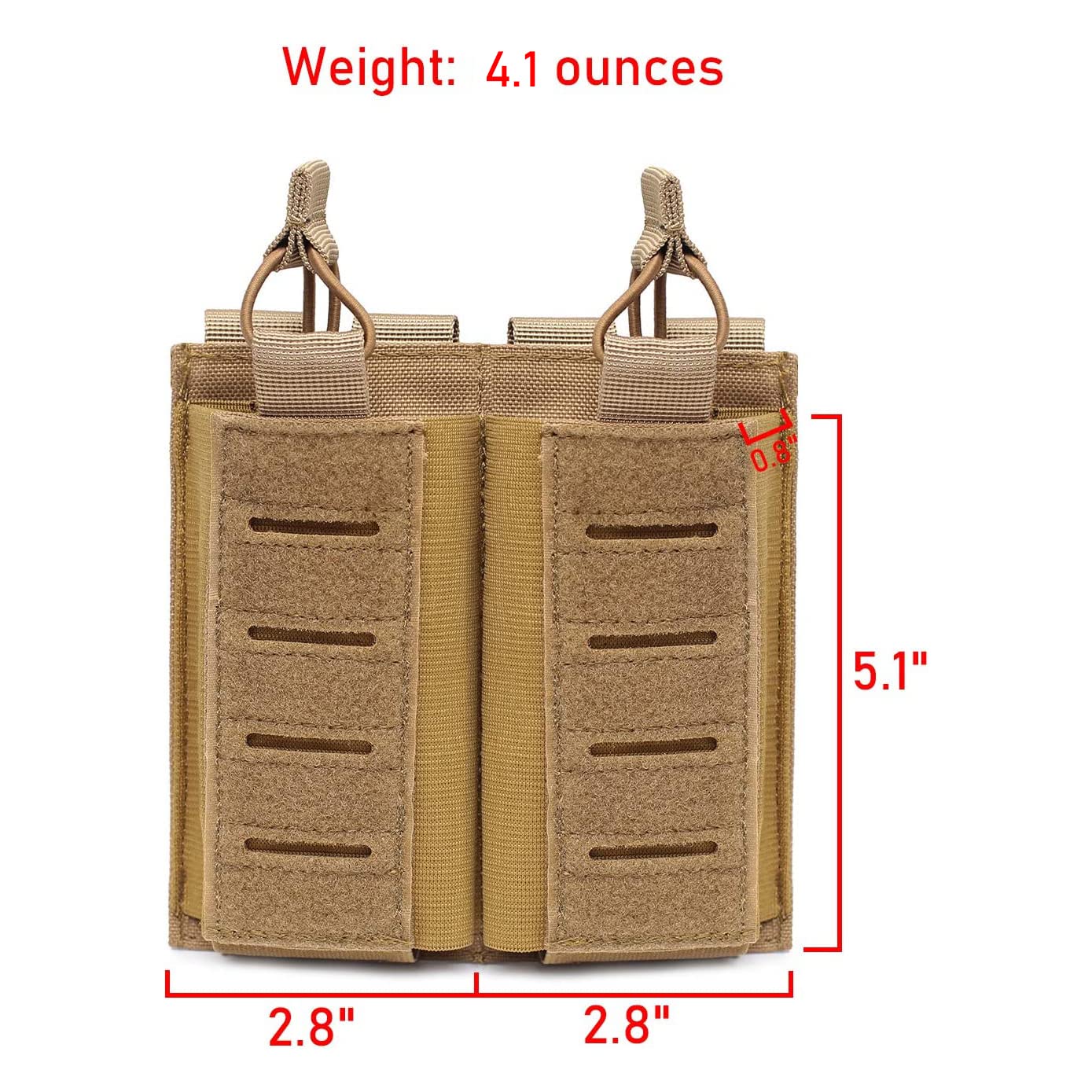 Double Mag Pouch Molle Open-Top Double Magazine Pouch for M4/M16/AR/AK Rifle Magazines (Black)