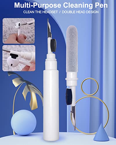 Bluetooth Earbuds Cleaning Pen, Cleaner Kit Compatible for Airpods Wireless Earphones, Cleaning Pen with Soft Brush, Earbud Cleaning Tools for Earphones Charging Ports (White)
