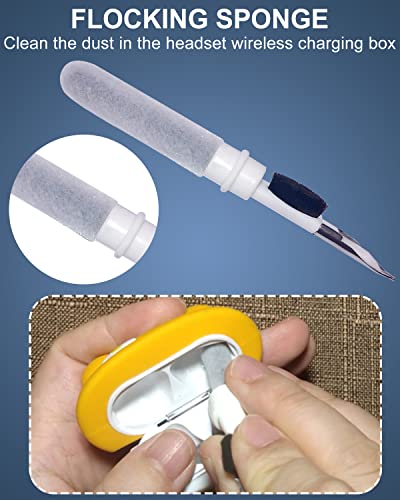Bluetooth Earbuds Cleaning Pen, Cleaner Kit Compatible for Airpods Wireless Earphones, Cleaning Pen with Soft Brush, Earbud Cleaning Tools for Earphones Charging Ports (White)