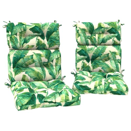 DYTXIII Set of 2 Outdoor High Back Chair Cushions 44"x 22",Water Repellent Rocking Chair Cushions Replacement, Seat/Back Chair Cushions for Patio,Porch,Balcony and Indoor - Swaying Palms