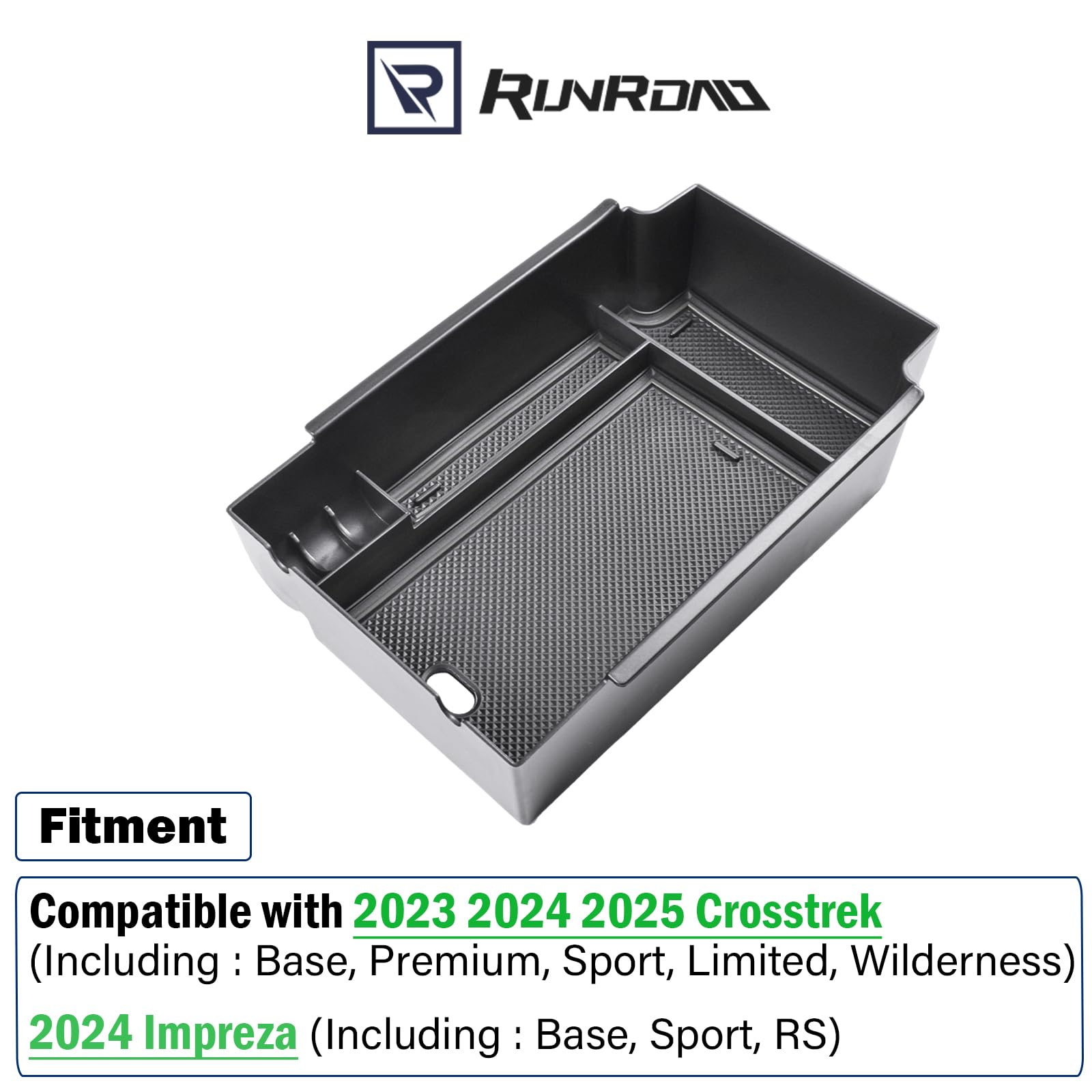 RUNROAD Center Console Organizer Compatible with Subaru Crosstrek 2023 2024 2025 & Impreza 2024 Accessories, Insert Secondary Storage Box Console Organizer Armrest Tray, Black