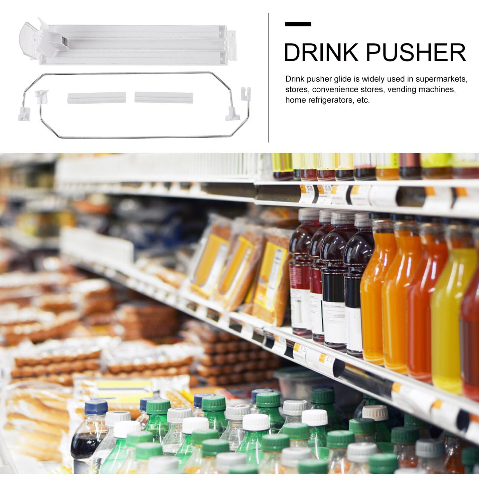 Kichvoe Drinks Soda Can Dispenser for Refrigerator Automatic Pusher Glide Supermarket Pusher Beverage Glide Fridge Bottle Can Holder for Bottled Water Beer Putter