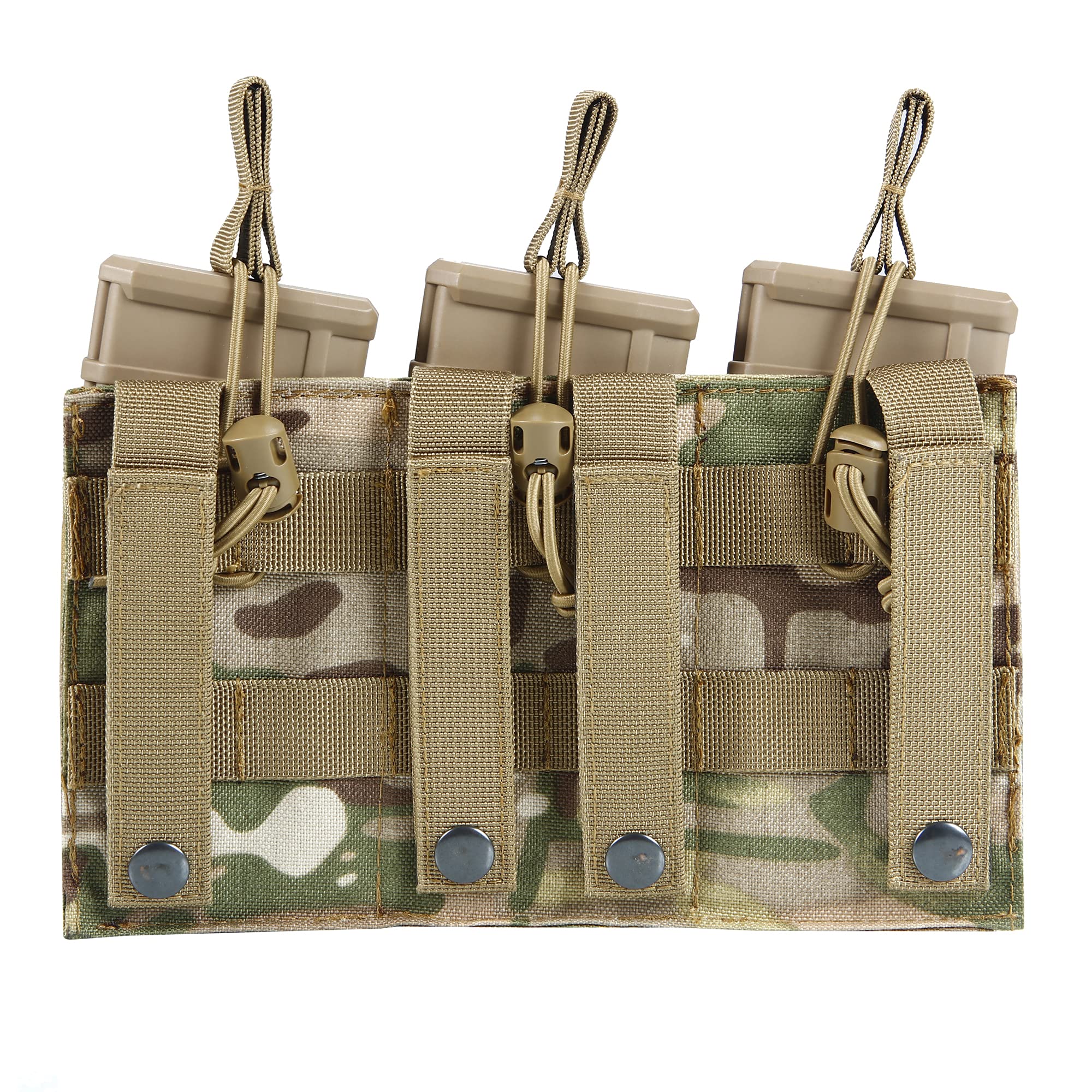 Triple Molle Mag Pouch Open-Top Bag for M4 M16 AK 5.56 Rifle Mag and Pistol Magazine Pouch Holder Airsoft Military Gear Camo