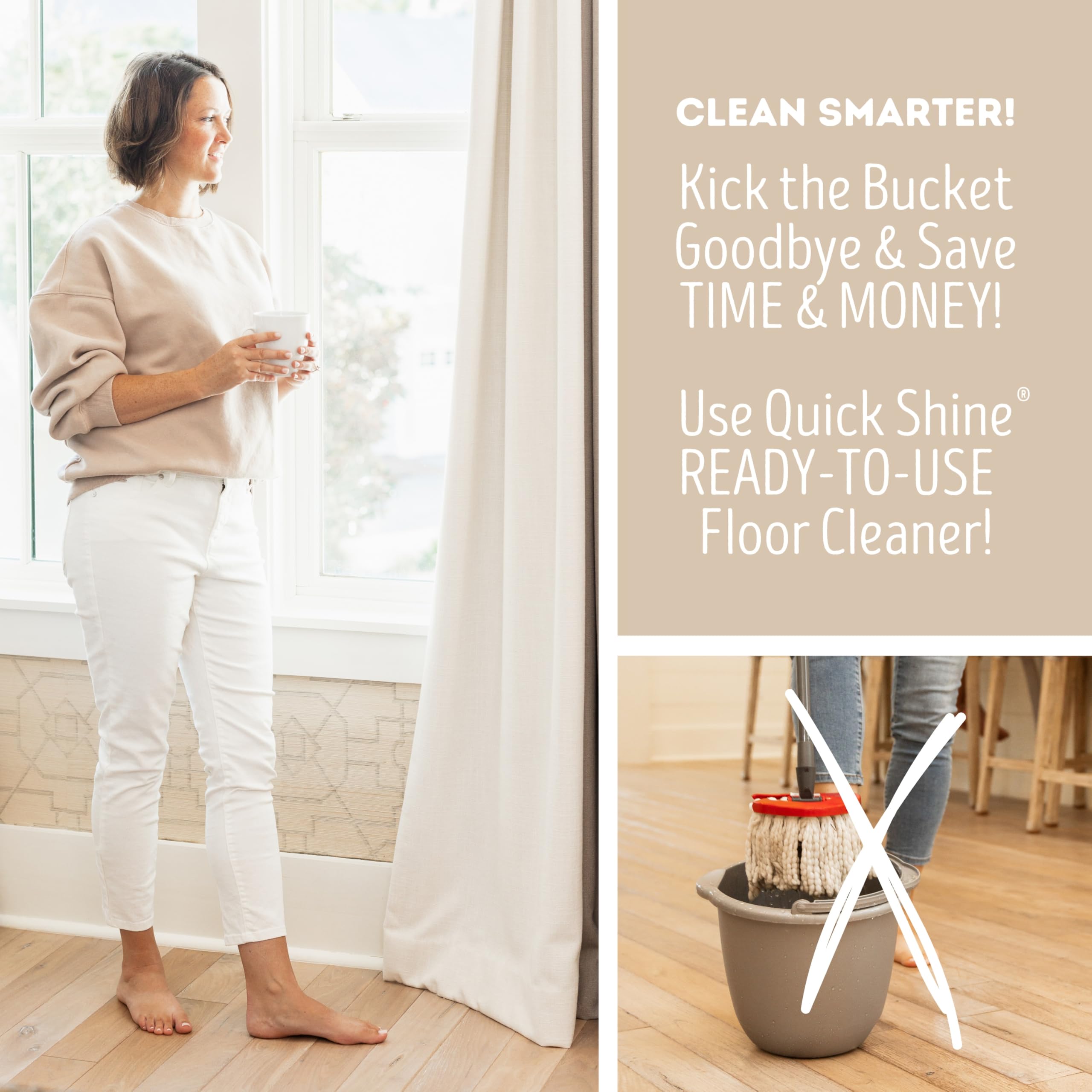 Quick Shine Multi Surface Floor Cleaner 27oz | Ready to Use-Streak Free- No Rinse | Use on Hardwood, Laminate, Luxury Vinyl Plank & Stone | Use in Spray Mops & Vac Mops | Safer Choice Cleaner