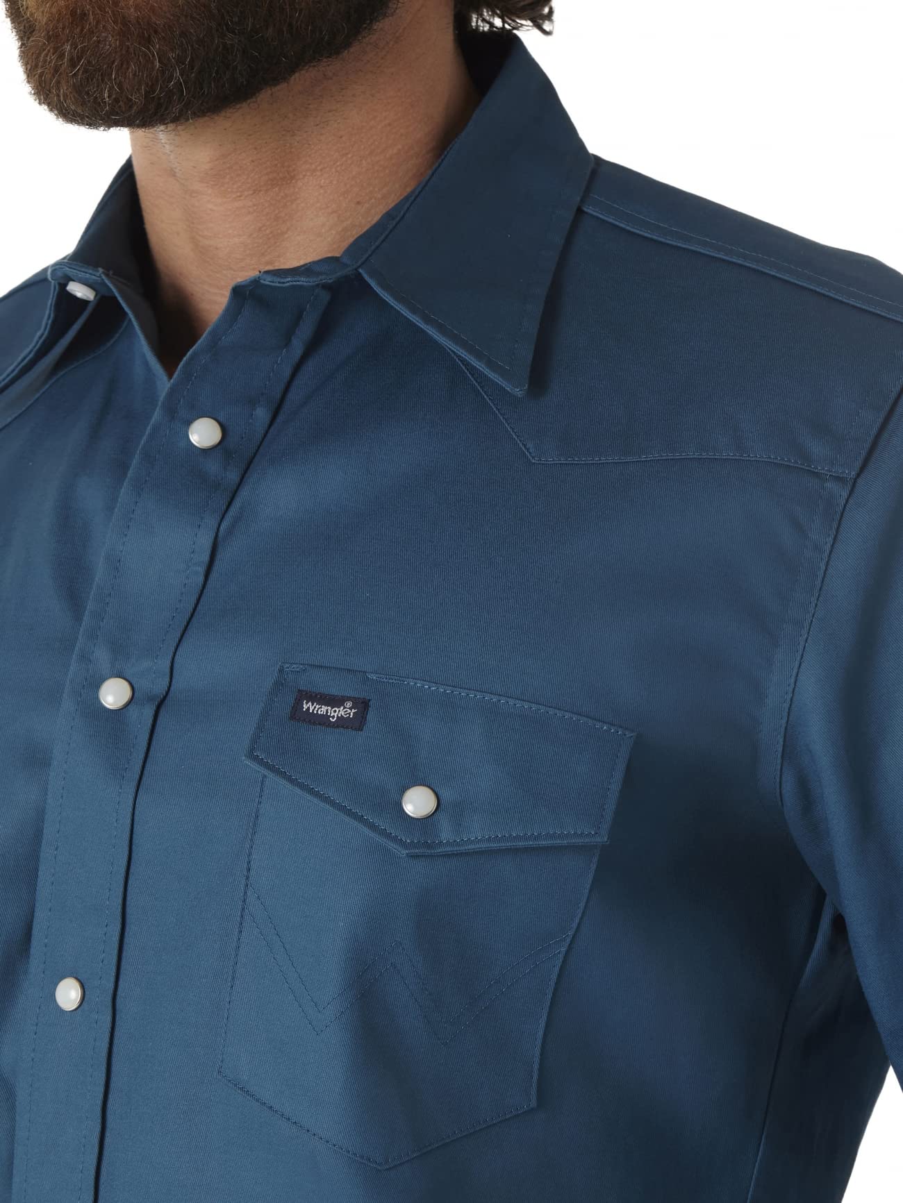 Wrangler Men's Authentic Cowboy Cut Work Western Long-Sleeve Firm Finish Shirt,Dark Teal,X-Large