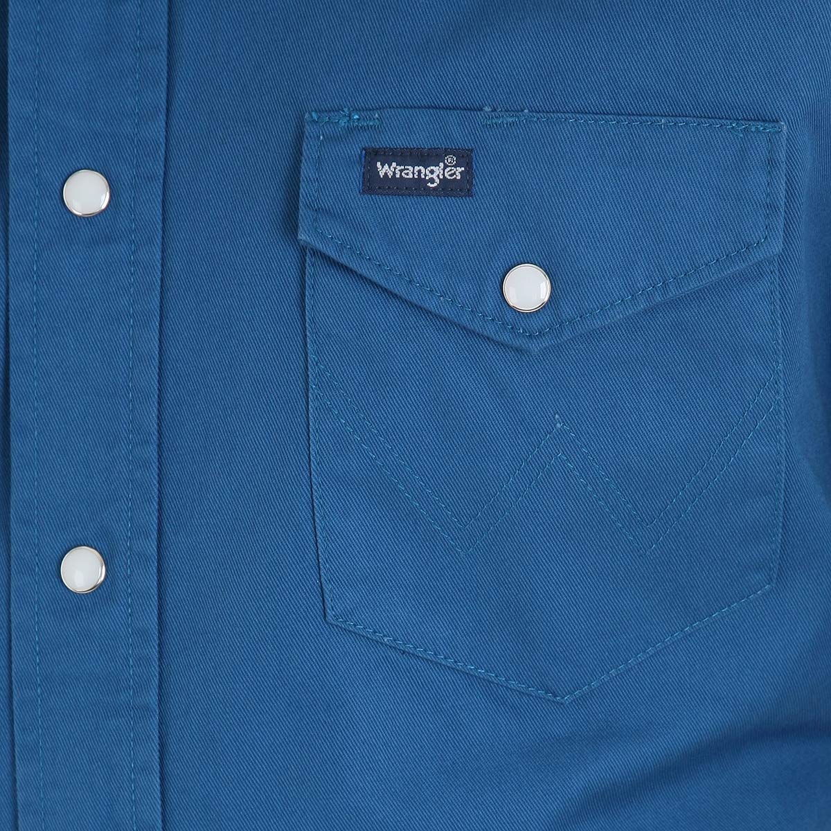 Wrangler Men's Authentic Cowboy Cut Work Western Long-Sleeve Firm Finish Shirt,Dark Teal,X-Large