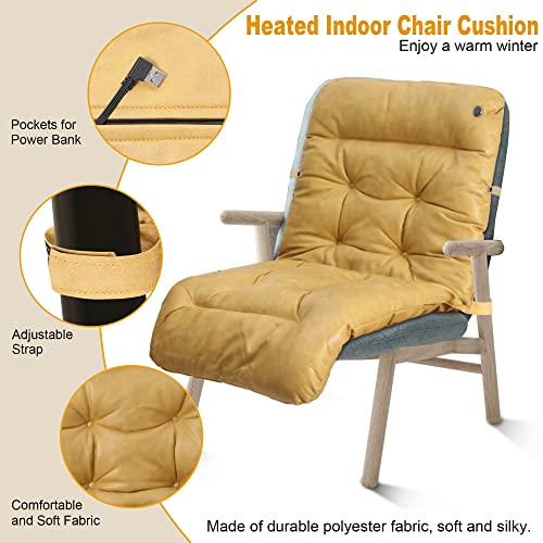 OUHOU Heated Seat Cushion, Heated Chair Cover, 3 Mode Adjustable Warm Seat Cushion, USB-Powered Heating Seat Cover for Home, Office Chair and More(Yellow)