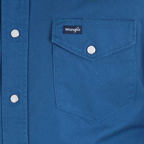 Wrangler Men's Authentic Cowboy Cut Work Western Long-Sleeve Firm Finish Shirt,Dark Teal,X-Large