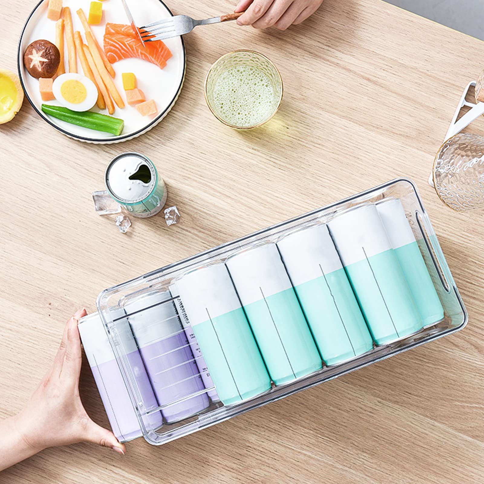 Tyenaza Can Organizer, Stackable Drink Soda Can Holder Rack PET Dispenser Double Deck, Can Storage Organizer Fit for Pantry Refrigerator Kitchen
