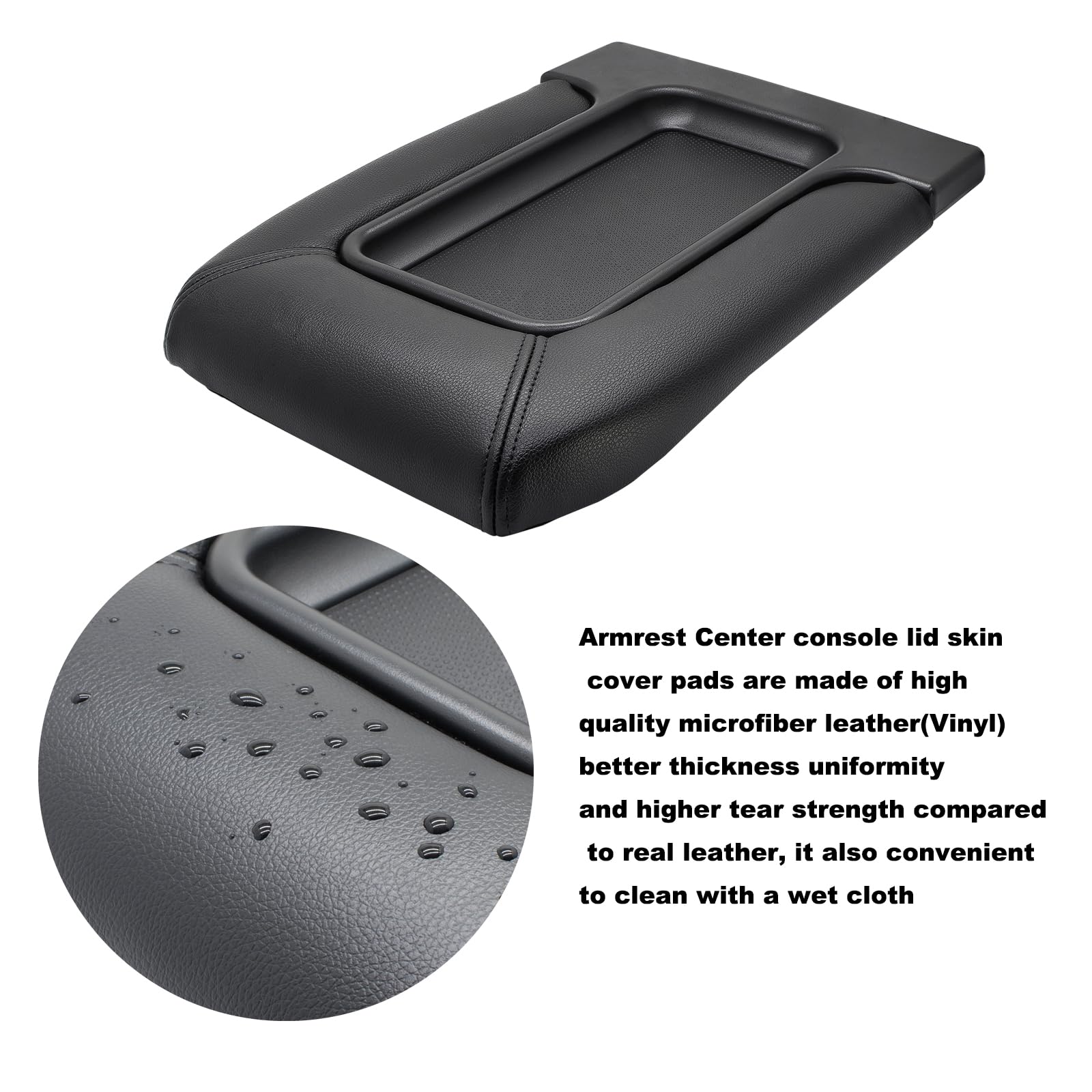 NHILES Center Console Lid Replacement Kit for 1999 2000 2001 2002 2003 2004 2005 2006 2007 Silverado/Avalanche/Suburban/Sierra/Yukon Replaces Number 19127364, 19127365, 19127366 (Black)