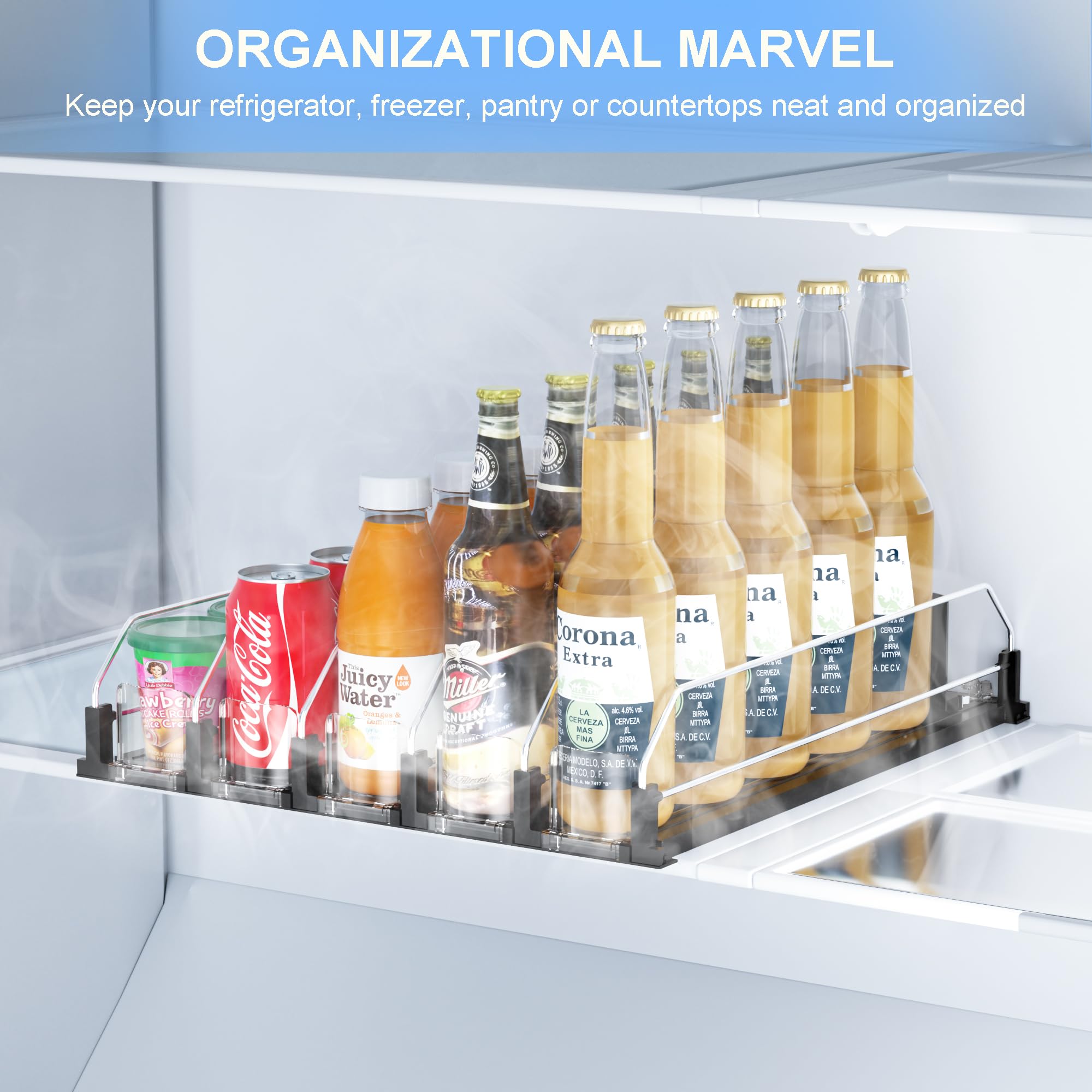 ZIJIN Drink Organizer for Fridge, 5 Rows Refrigerator Drink Organizers