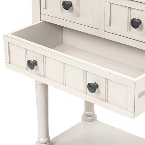 Goohome Narrow Rustic Entryway Console Table,Slim Sofa Table with 4 Drawers and Bottom Shelf for Storage, Large Storage Space for Living Room Hallway Bedroom