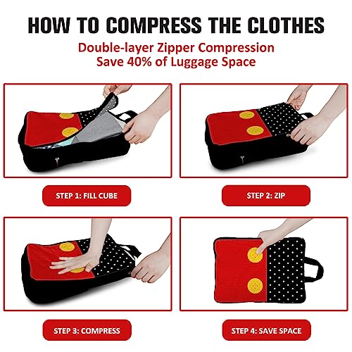 6 Set Compression Packing Cubes Compressed Storage Bags for Carry on Suitcases Packaging Luggage Bags Organizers for Travel