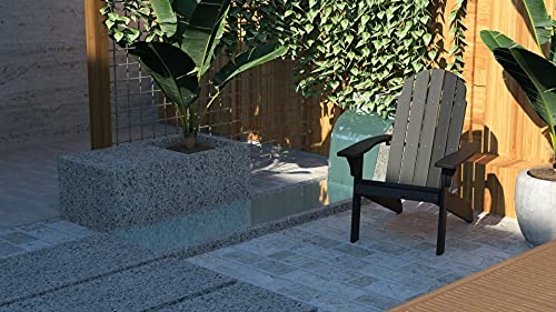 PolyTEAK Traditional Adirondack Chair, Real Wood Look, All Weather Plastic Outdoor Chairs for Firepit, Campfire, Patio, Pool, Easy Assembly with Comfortable Seat for Long Relaxation - Black