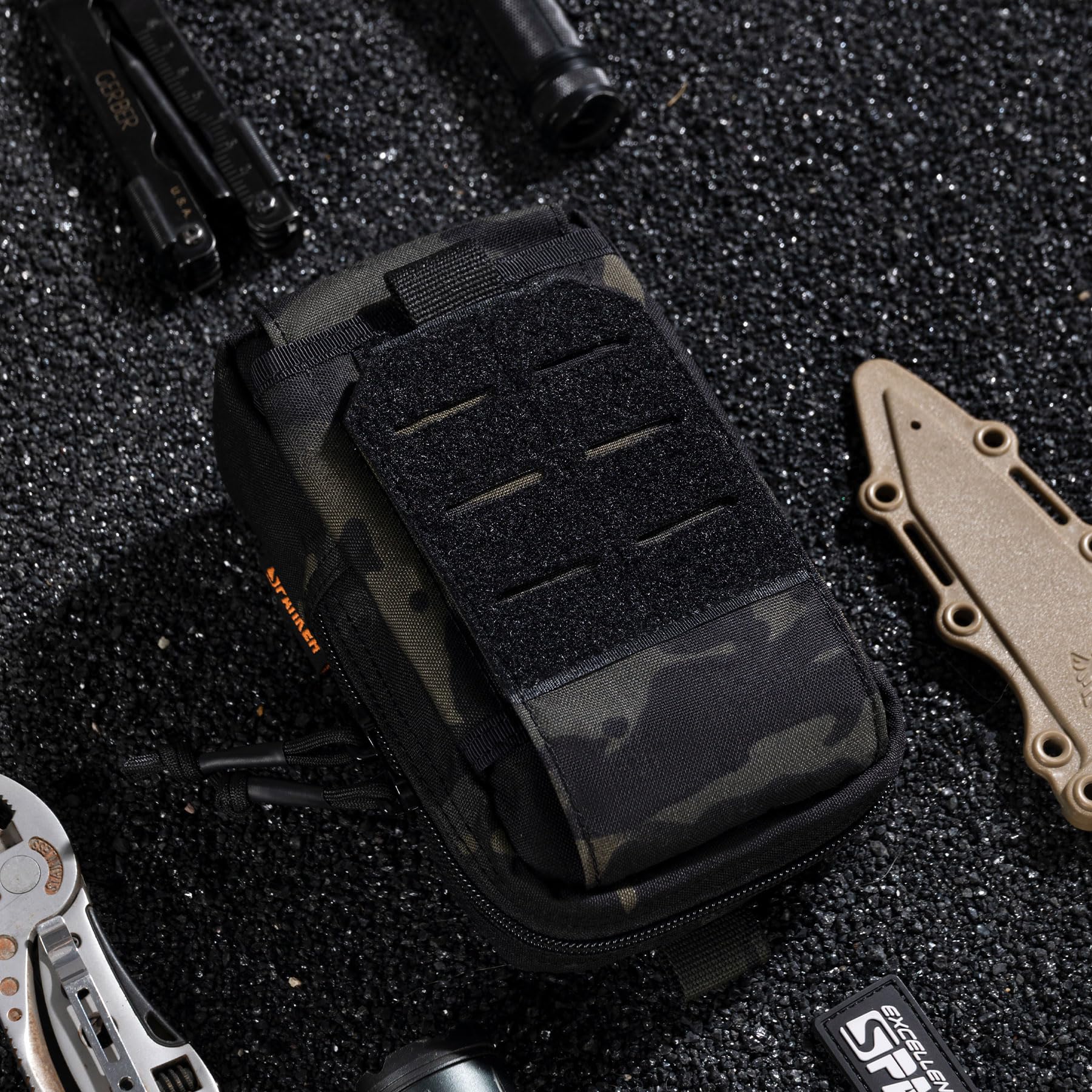 EXCELLENT ELITE SPANKER Tactical EDC Pouch Molle Utility Pouches Phone Holster Pouch Waist Bag Tool Pouch for Molle Accesssories(Multicam Black)