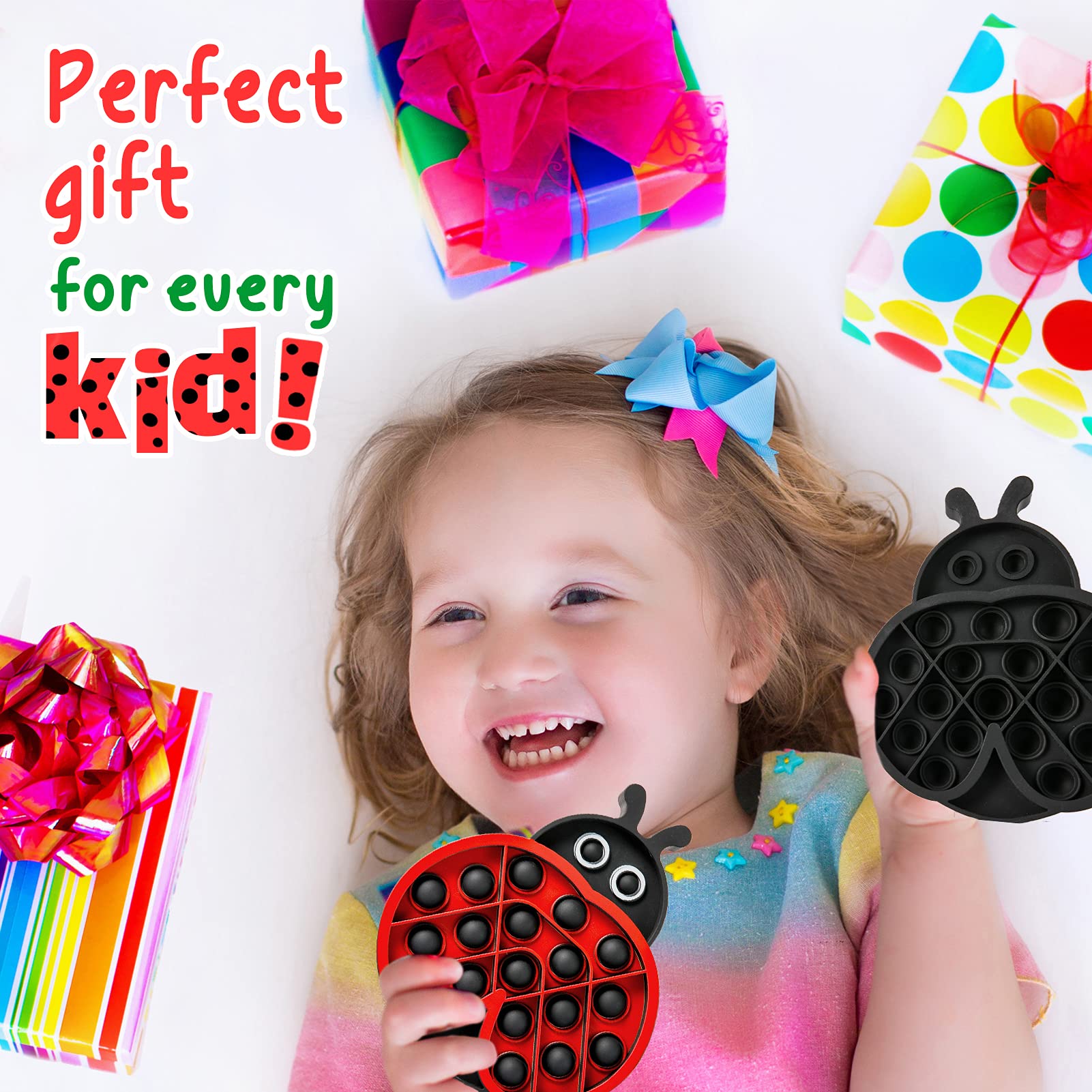 Ladybug Fidget Toy, Push Anti-Anxiety Toys for Kids Adults, Ideal for Kids Adults Teens, Finger Toy for Special Needs