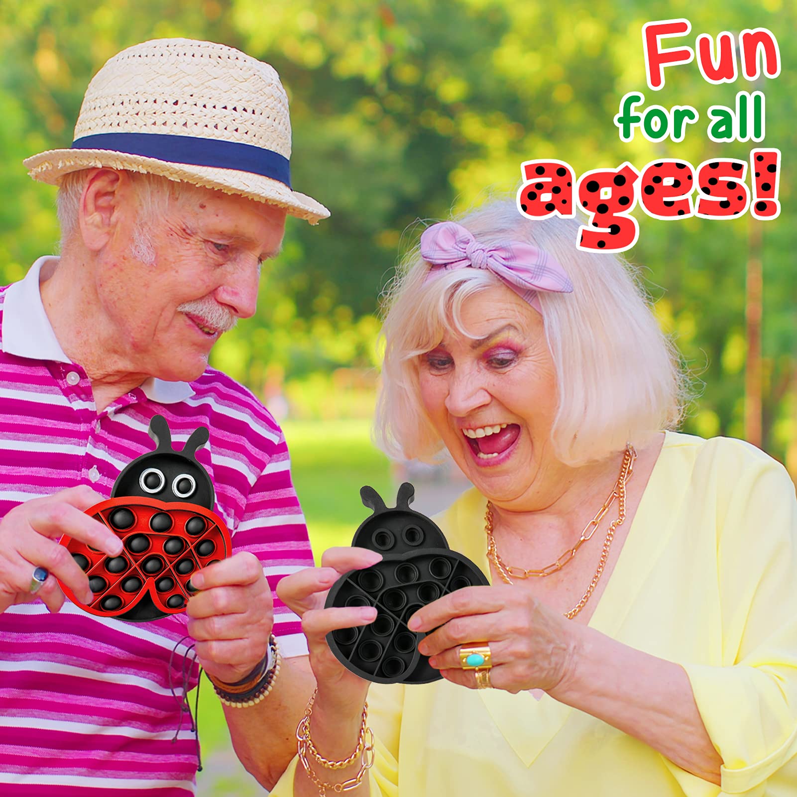 Ladybug Fidget Toy, Push Anti-Anxiety Toys for Kids Adults, Ideal for Kids Adults Teens, Finger Toy for Special Needs