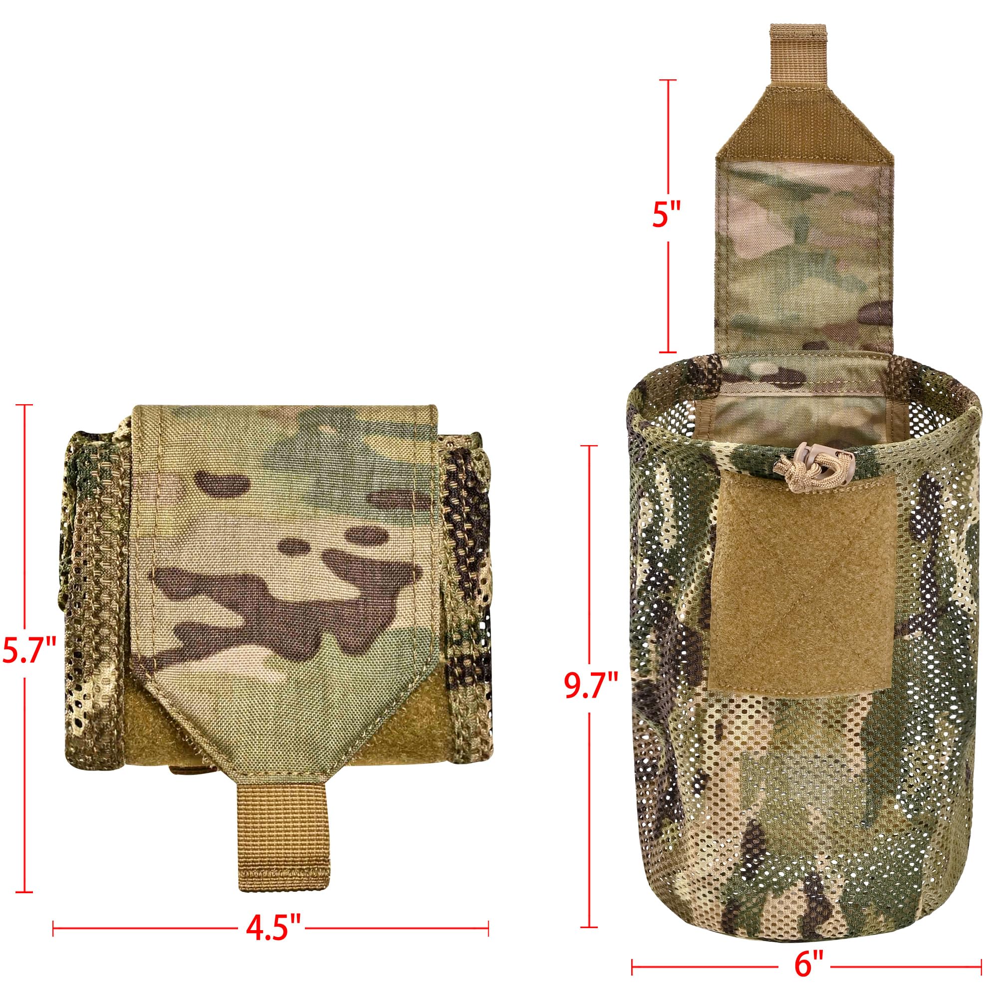 Molle Dump Pouch Belt Mount,SABADO Drawstring Bag Folding Tactical Pouches,Roll Up Mesh Dump Pouch Tool Pack for Carrier Vest Belt