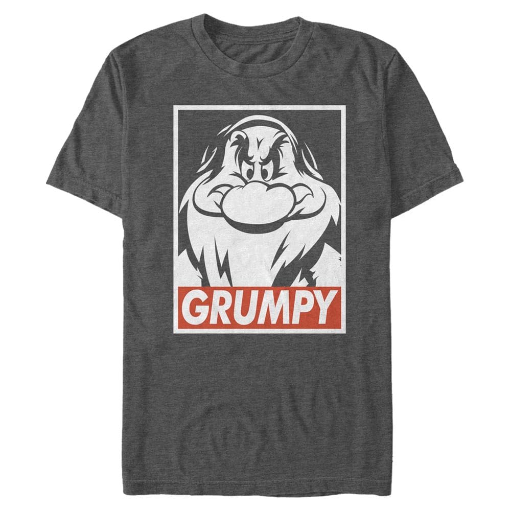 Disney Men's Snow White and Seven Dwarfs Grumpy Graphic T-Shirt, Charcoal Heather, Large