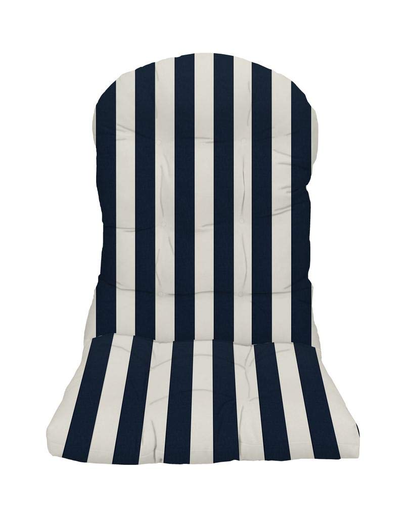 RSH Decor: Tufted Adirondack Chair Cushion | 42.5â x 21â | All-Weather Spun Fabric | Water and Fade-Resistant | Outdoor Cushion for Patio Furniture | Navy & White Stripe
