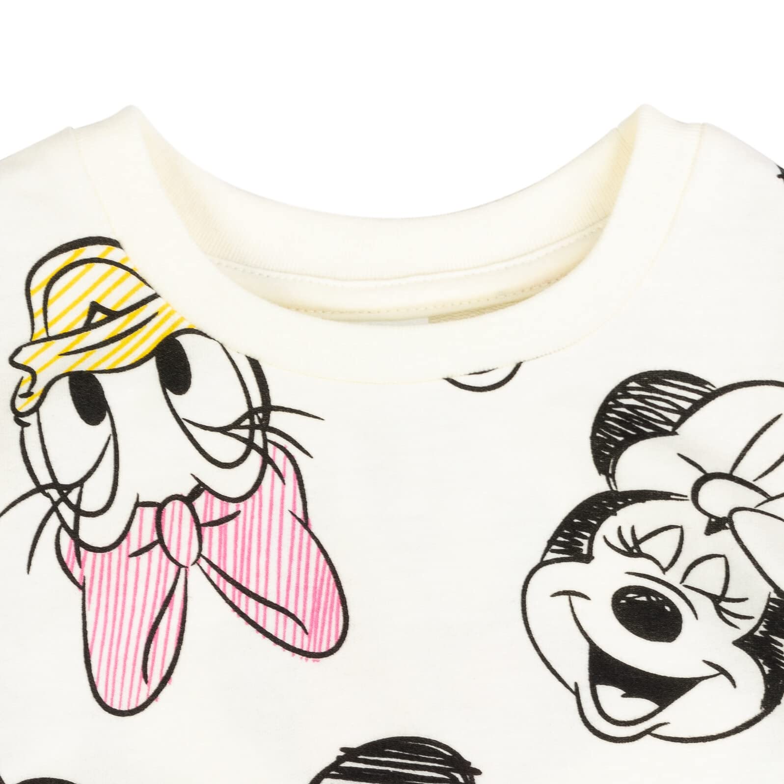 Disney Mickey Mouse Donald Duck Daisy Duck Toddler Girls French Terry Fashion Pullover Sweatshirt White 3T