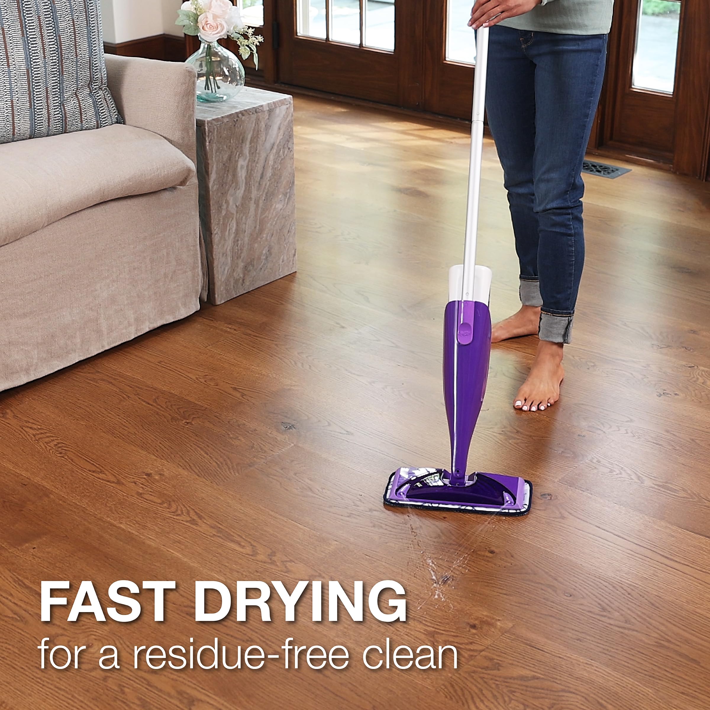 Bona Hardwood Floor Cleaner Bottle for use with Swiffer WETJET Spray Mop, makes 64 Fl Oz - Includes Filled Bottle + Concentrate Refill for Wood Floor Cleaning