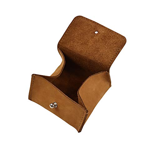 Hide & Drink, Jewelry Pouch, Mini Travel Size Box, Rings & Precious Articles Storage Organizer, Groom & Bridesmaid Wedding Gifts, Full Grain Leather, Handmade, Old Tobacco