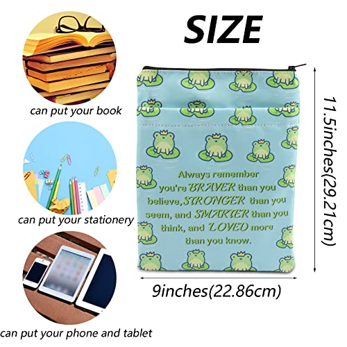 WSNANG Frog Gifts Frog Book Sleeve with Zipper Frog Book Protector Pouch Sleeve Book Cover for Paperback Frog Lovers Gift Frogs Inspirational Gift (Frog BS)