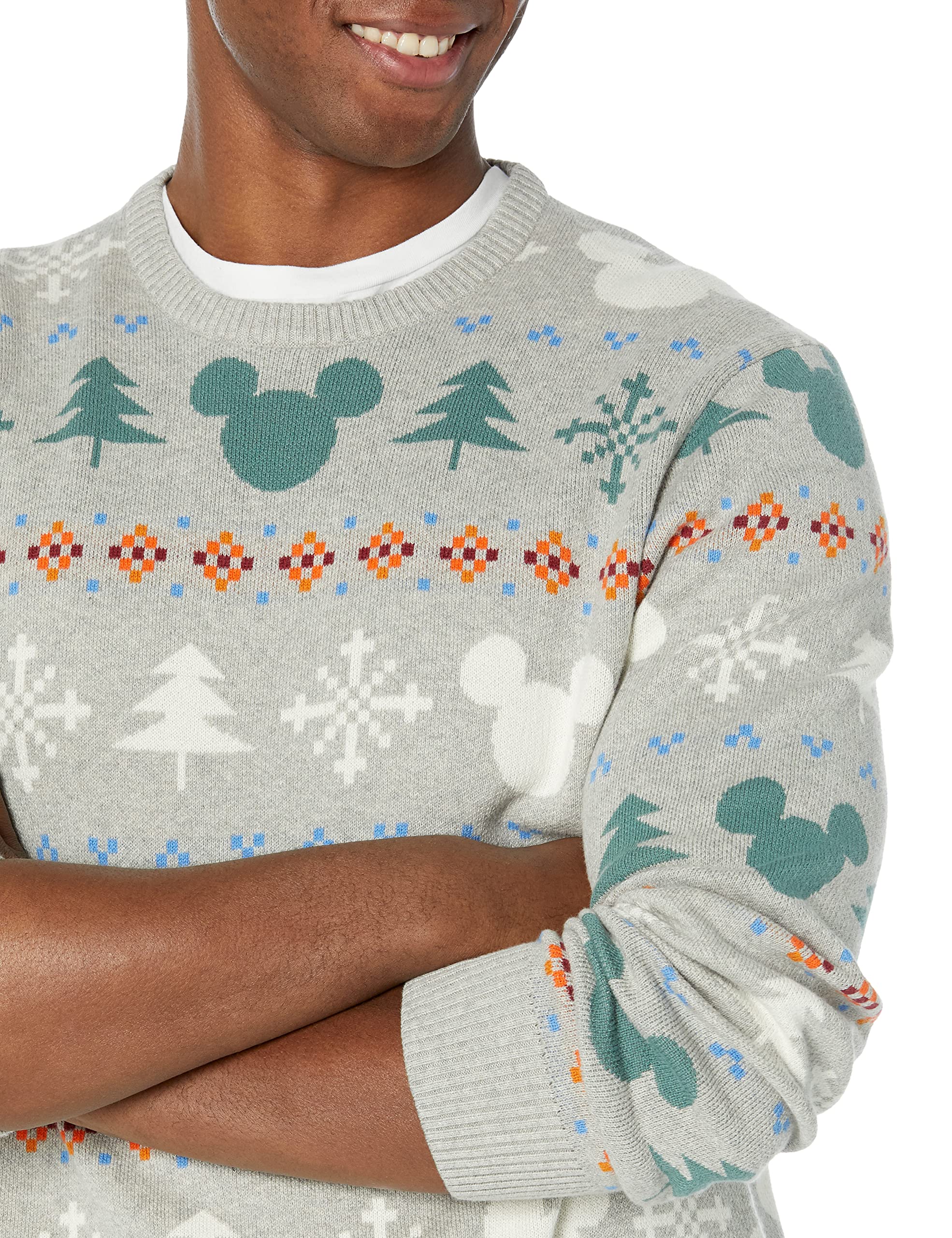 Amazon Essentials Disney | Marvel | Star Wars Men's Crew Sweaters, Mickey Fair Isle - Mens, X-Large