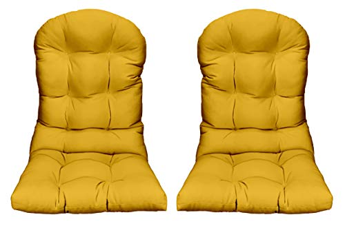 RSH DECOR: Tufted Adirondack Chair Cushion Set of 2 | 42.5” x 21” | All-Weather Spun Fabric | Water and Fade-Resistant | Outdoor Cushions for Patio Furniture | Yellow
