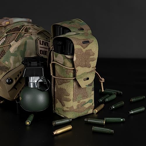 IDOGEAR Double Magazine Pouch 5.56 MM Rifle Mag Pouches Molle Double Stack camo Magazines Carrier Holder Airsoft Hunting Shooting Carry Bag (camo)