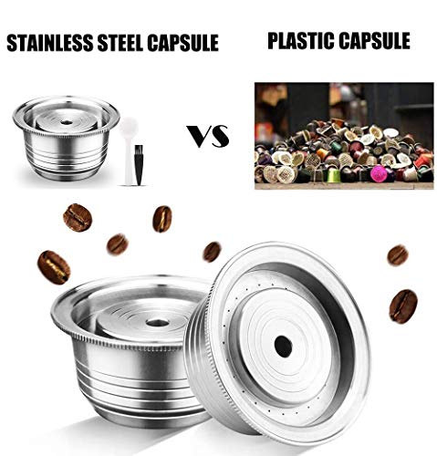 Reusable Coffee Capsule Filter, Stainless Steel Coffee Pod Holder Set Compatible with Nespresso Vertuoline GCA1/Plus, Nespresso Vertuo Plus Series, Delonghi ENV 135/150 with Brush Spoon (240ml)