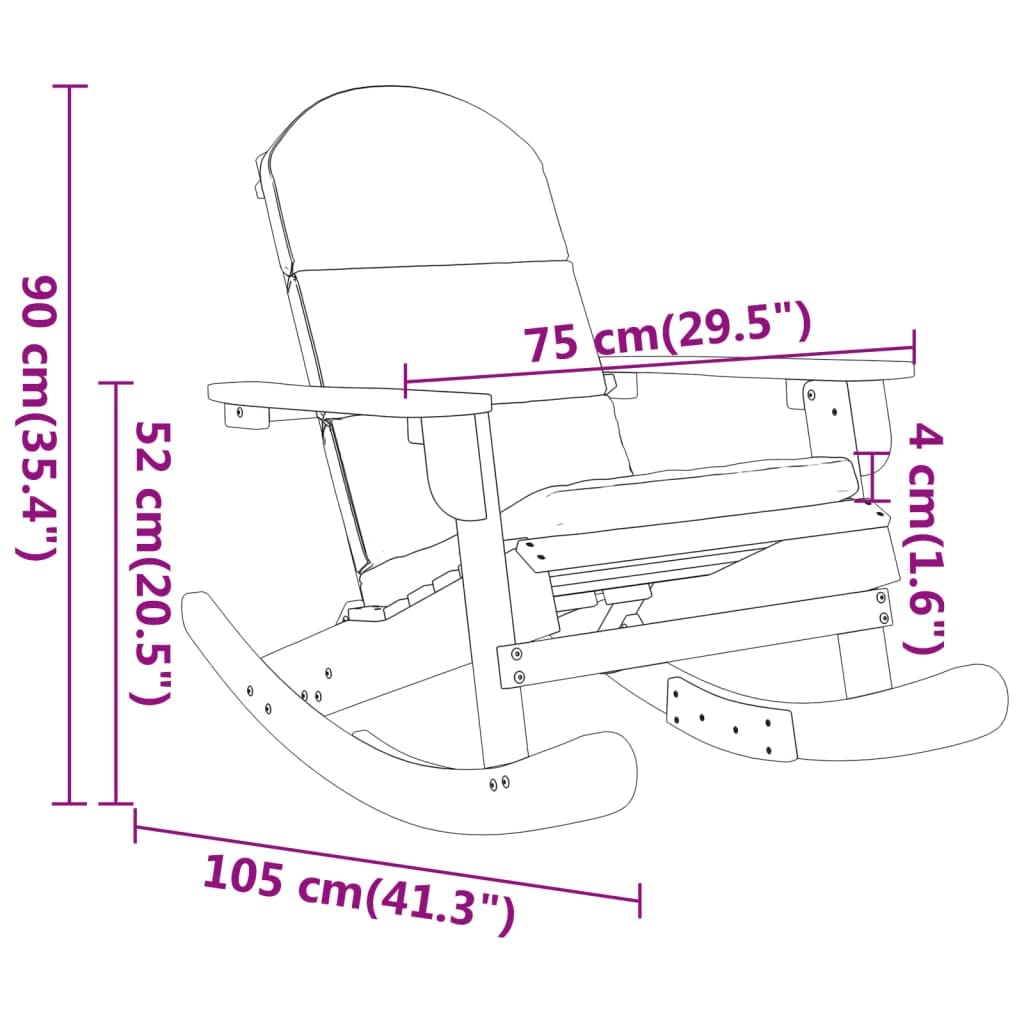 YPWRENH Outdoor Deck Rocking Chair Adirondack Rocking Chair with Cushions Solid Wood Acacia for Lawn, Garden, Swimming Pool