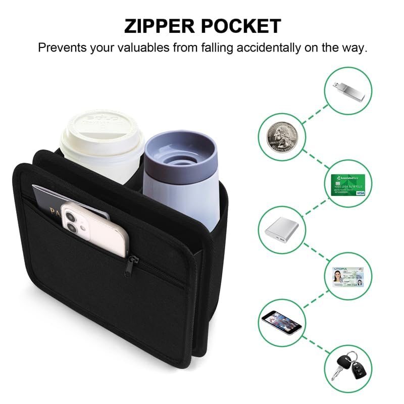 Accmor Luggage Travel Cup Holder,Universal Suitcase Cup Holder, Free Hands Suitcase Drinks Beverage Holder, Luggage Cup Caddy Gifts for Travelers Flight Attendants