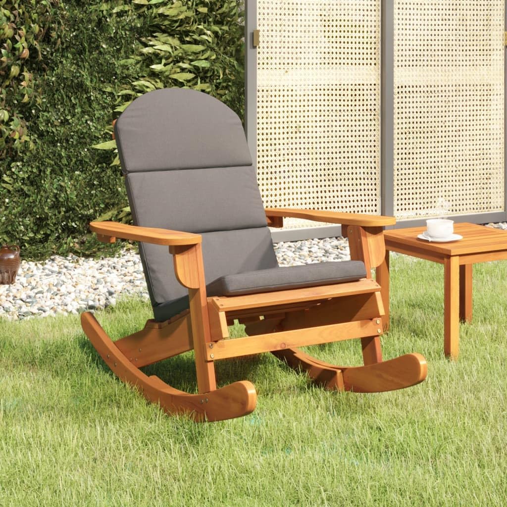 YPWRENH Outdoor Deck Rocking Chair Adirondack Rocking Chair with Cushions Solid Wood Acacia for Lawn, Garden, Swimming Pool