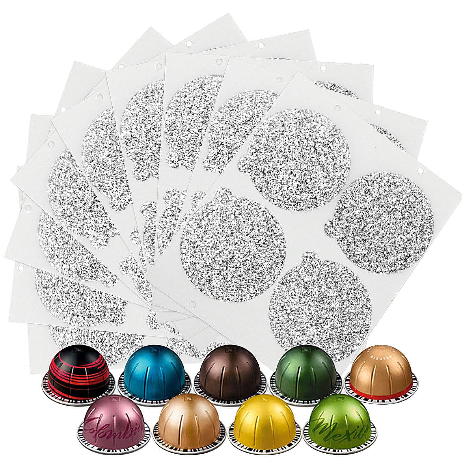Clinuse Aluminum Foils Lids Seals to Reusable Nespresso Capsules Coffee Pods, 100Pcs Nespresso Vertuo Pods Cover Seals, Compatible with Nespresso Vertuoline Vertuo (61mm, Gray)
