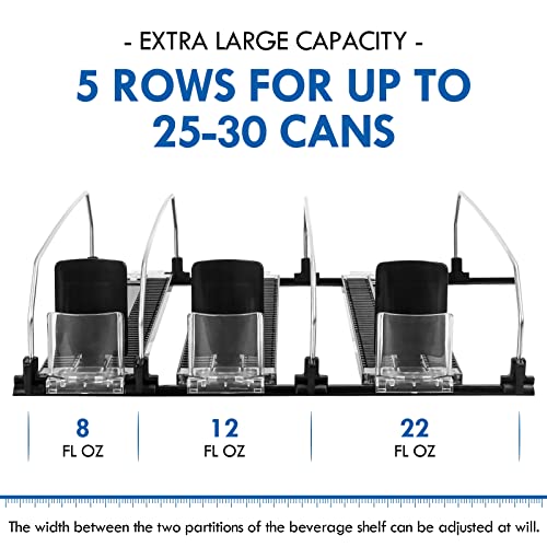 Drink Organizer for Fridge, Self-Pushing Soda Can Organizer for Refrigerator, Width Adjustable Pusher Glide, Beer Pop Can Water Bottle Storage for Pantry, Kitchen