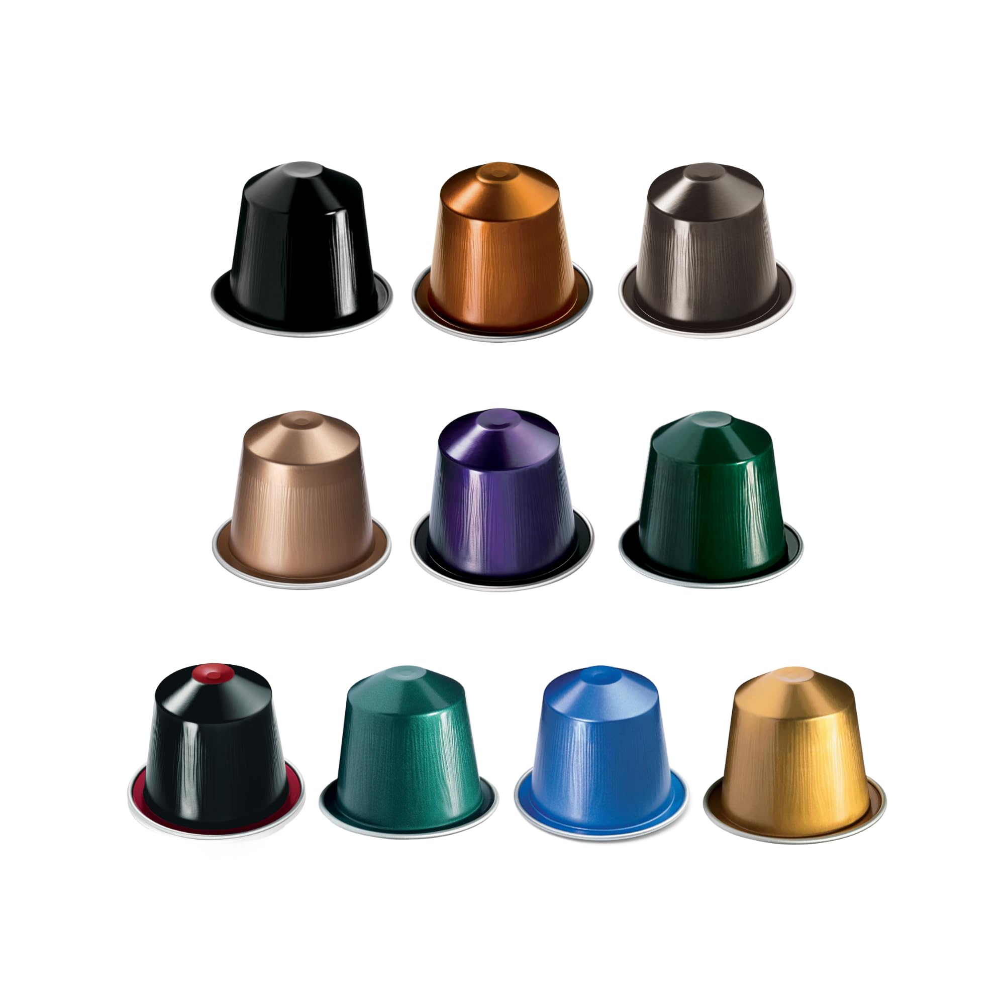 Nespresso Capsules OriginalLine, Espresso Variety Pack, Medium Roast, 10 Ct. - Capriccio, Stockholm Fortissio, Tokyo Vivalto, Volluto, Cosi, Roma, Arpeggio, Ristretto, Decaf Ristretto, Genova Livanto.