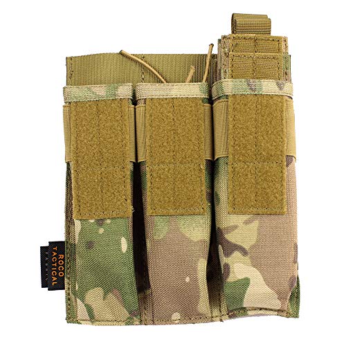 ROCOTACTICAL Tactical Molle Magazine Pouch, Open Top, Kriss Tactical Triple Mag Pouch, Molle Triple Tactical Mag Pouch (CP Multicam)