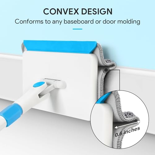 Lshfjnd Baseboard Cleaner Tool with Long Handle,Wall Cleaner Mop with Extendable Handle,Duster Cleaning Tools Mop for Baseboard Floor Skirting Board,Ceiling Wall Window Cleaner with 4 Reusable Pads