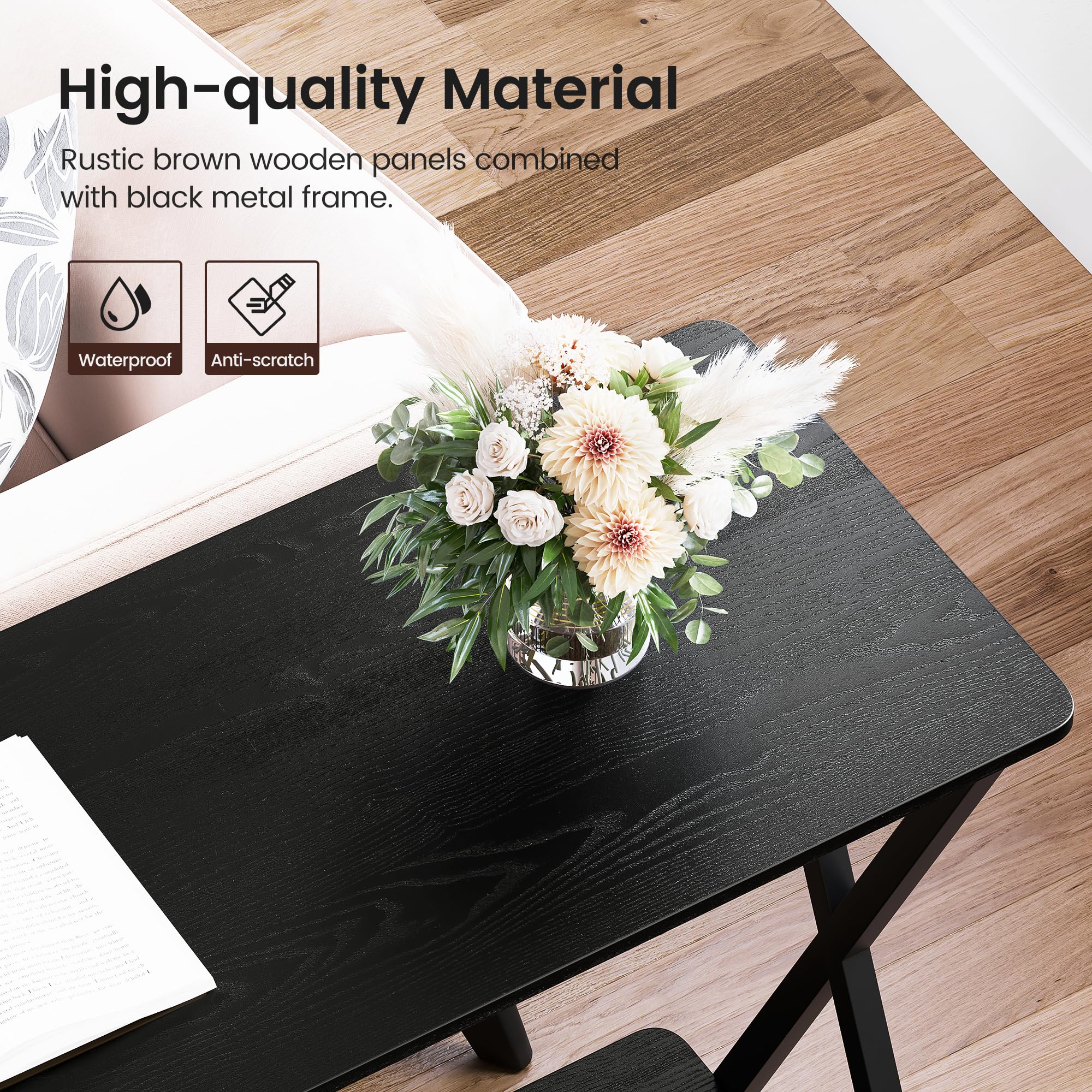 IDEALHOUSE Narrow Console Table, Sofa Tables Narrow Long Behind Couch Table, 2-Tier Industrial Entryway Table for Living Room, Hallway, Foyer (Black)
