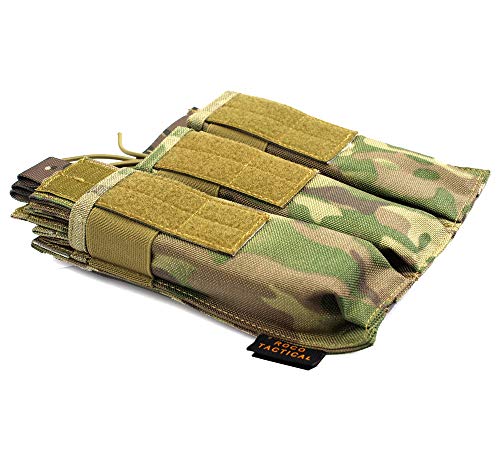 ROCOTACTICAL Tactical Molle Magazine Pouch, Open Top, Kriss Tactical Triple Mag Pouch, Molle Triple Tactical Mag Pouch (CP Multicam)
